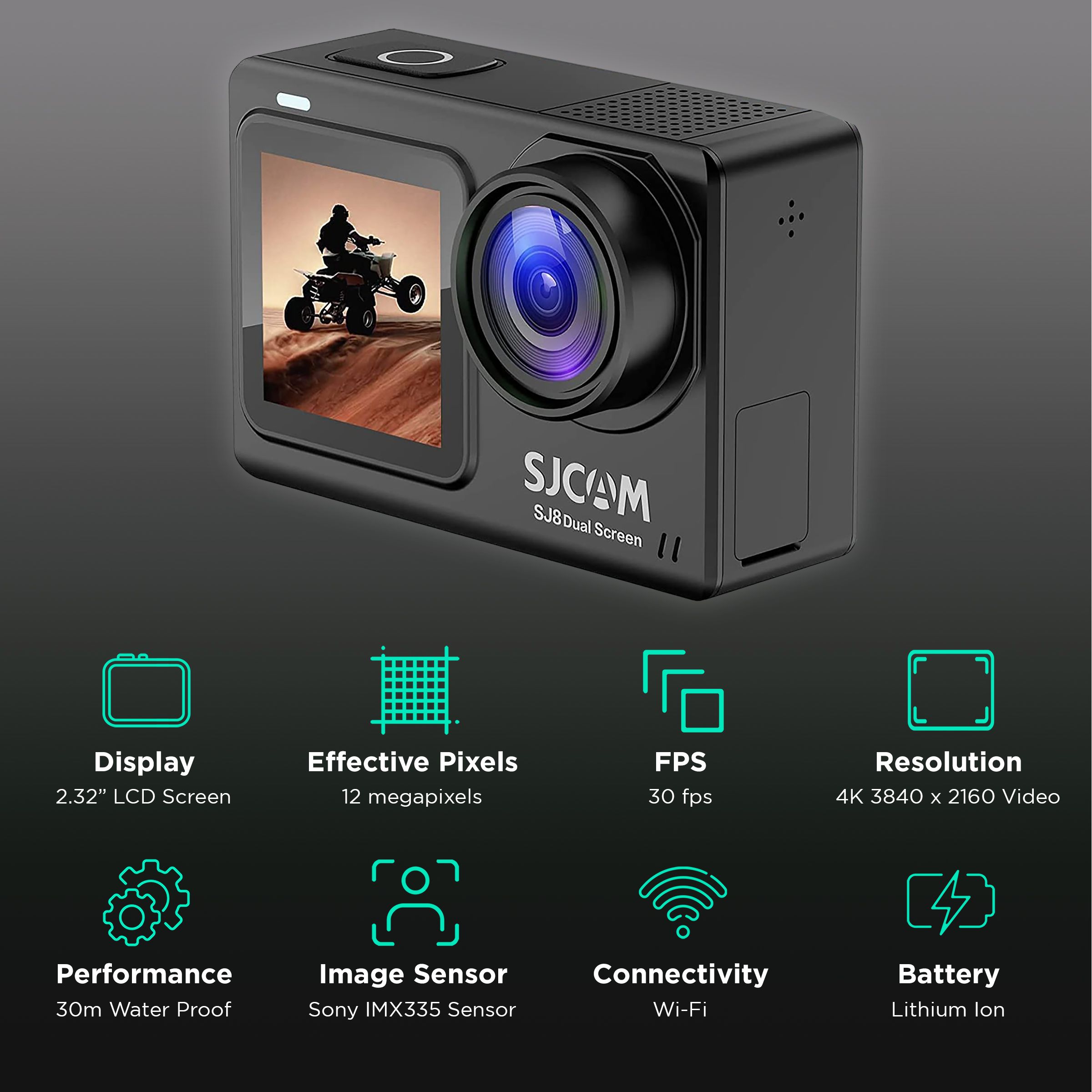 Buy SJCAM SJ8 Dual Screen 4K and 20MP 30 FPS Waterproof Action Camera ...